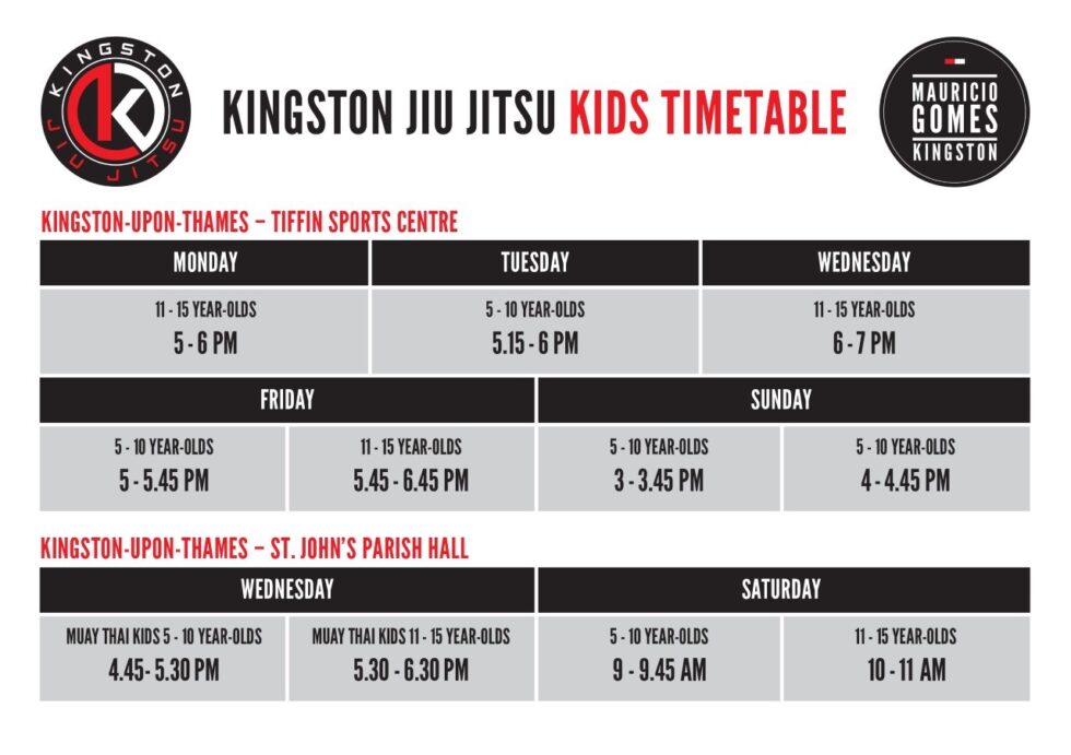 Class Timetable - Kingston Jiu Jitsu