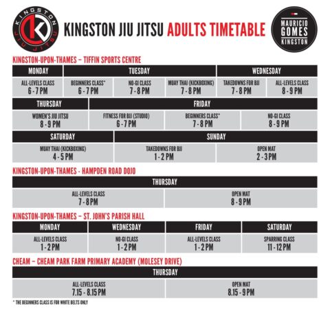 Class Timetable - Kingston Jiu Jitsu